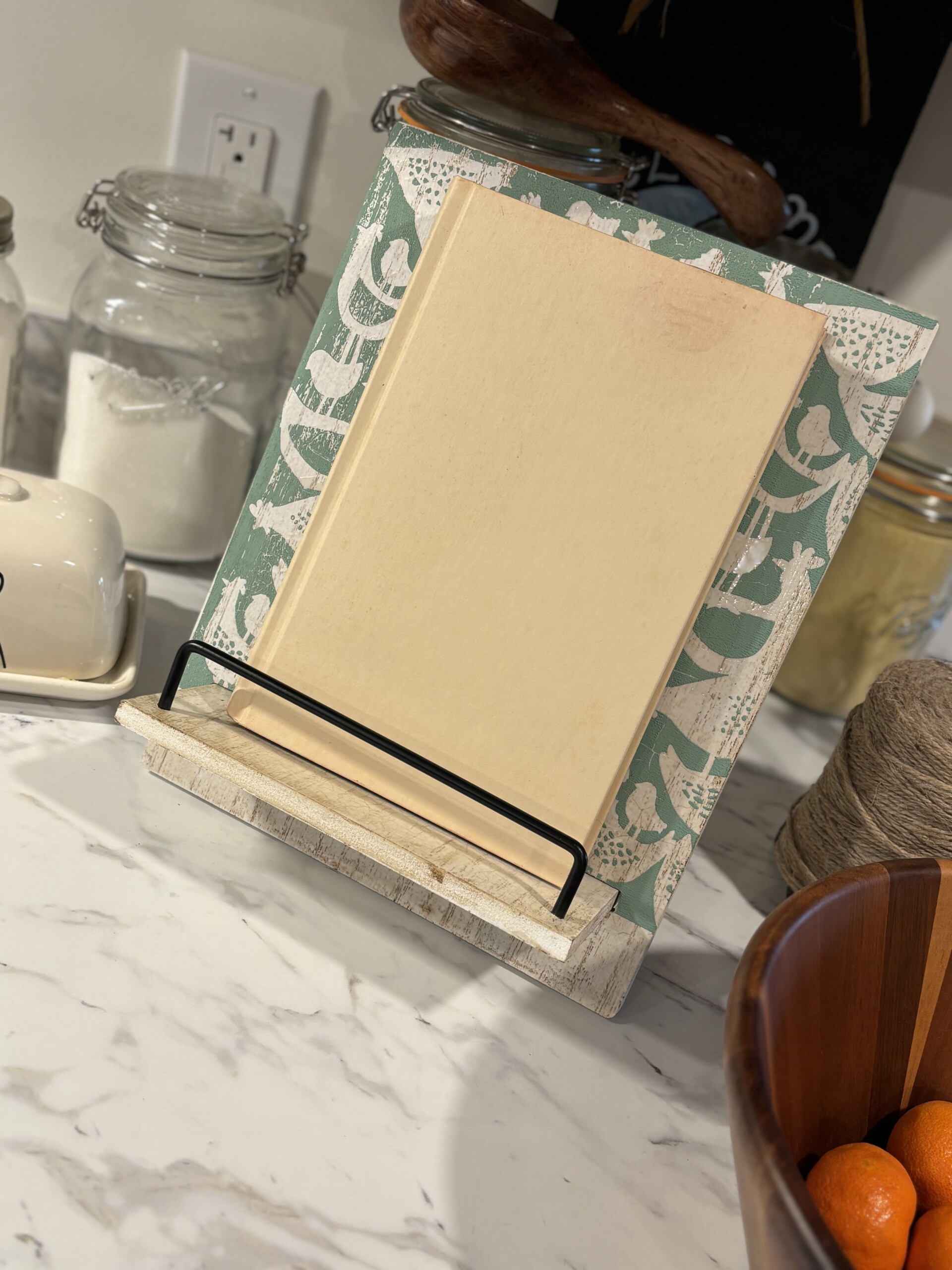 Crackled Farmhouse Cookbook Stand | Chicken Kitchen Decor DIY ...